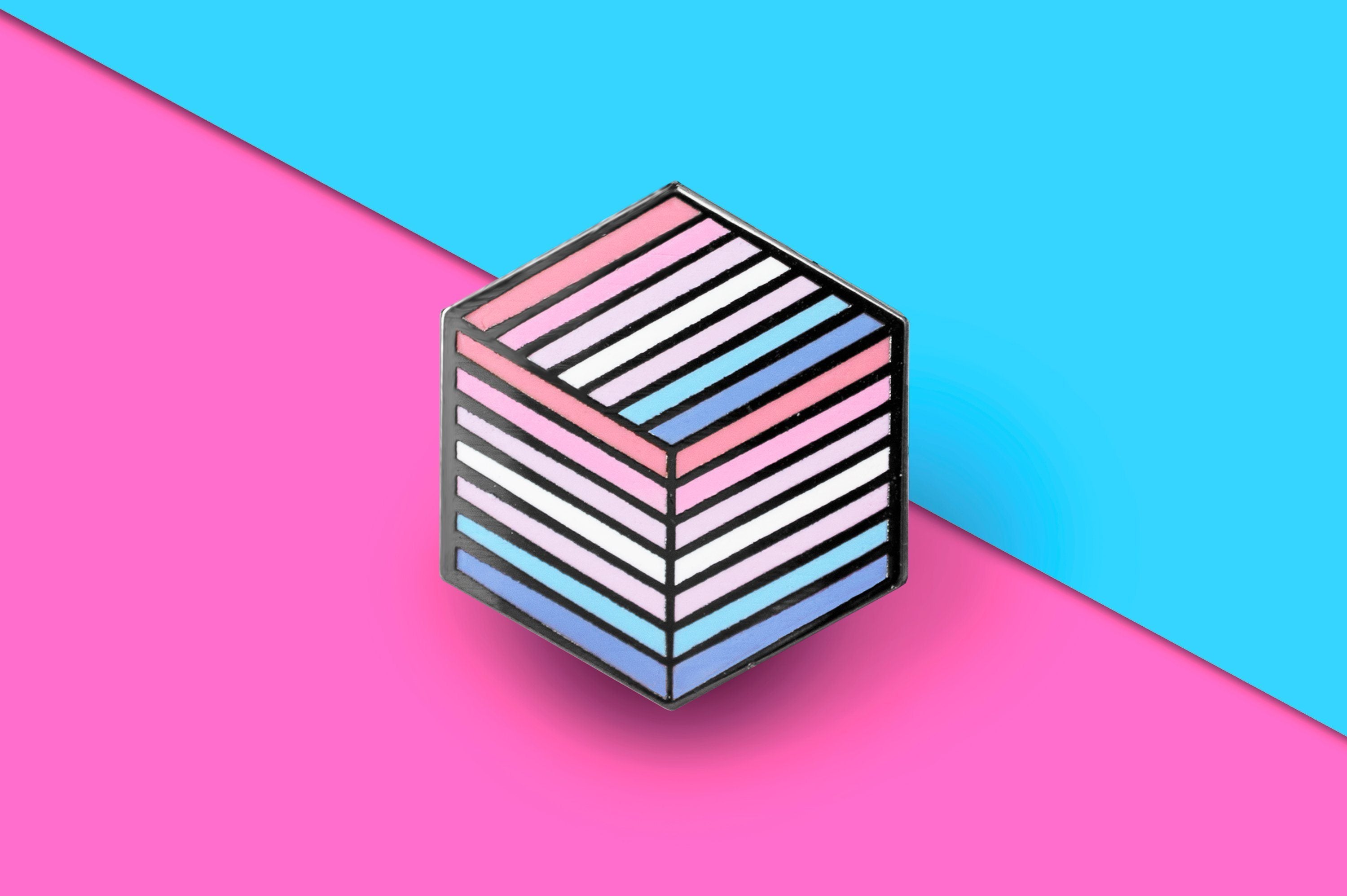 Bigender Flag - Flag Cube Pin | Proud Zebra
