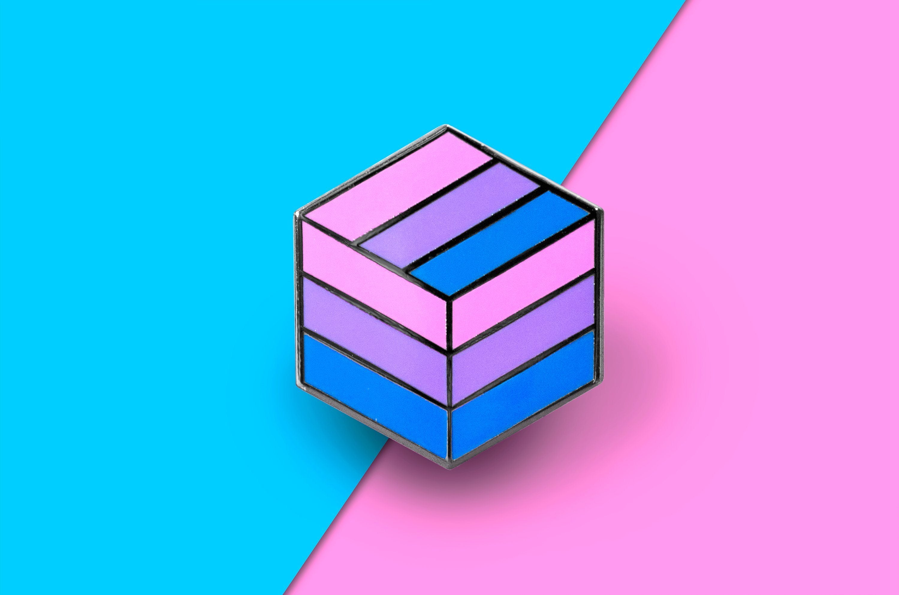 Bisexual Flag - Flag Cube Pin | Proud Zebra