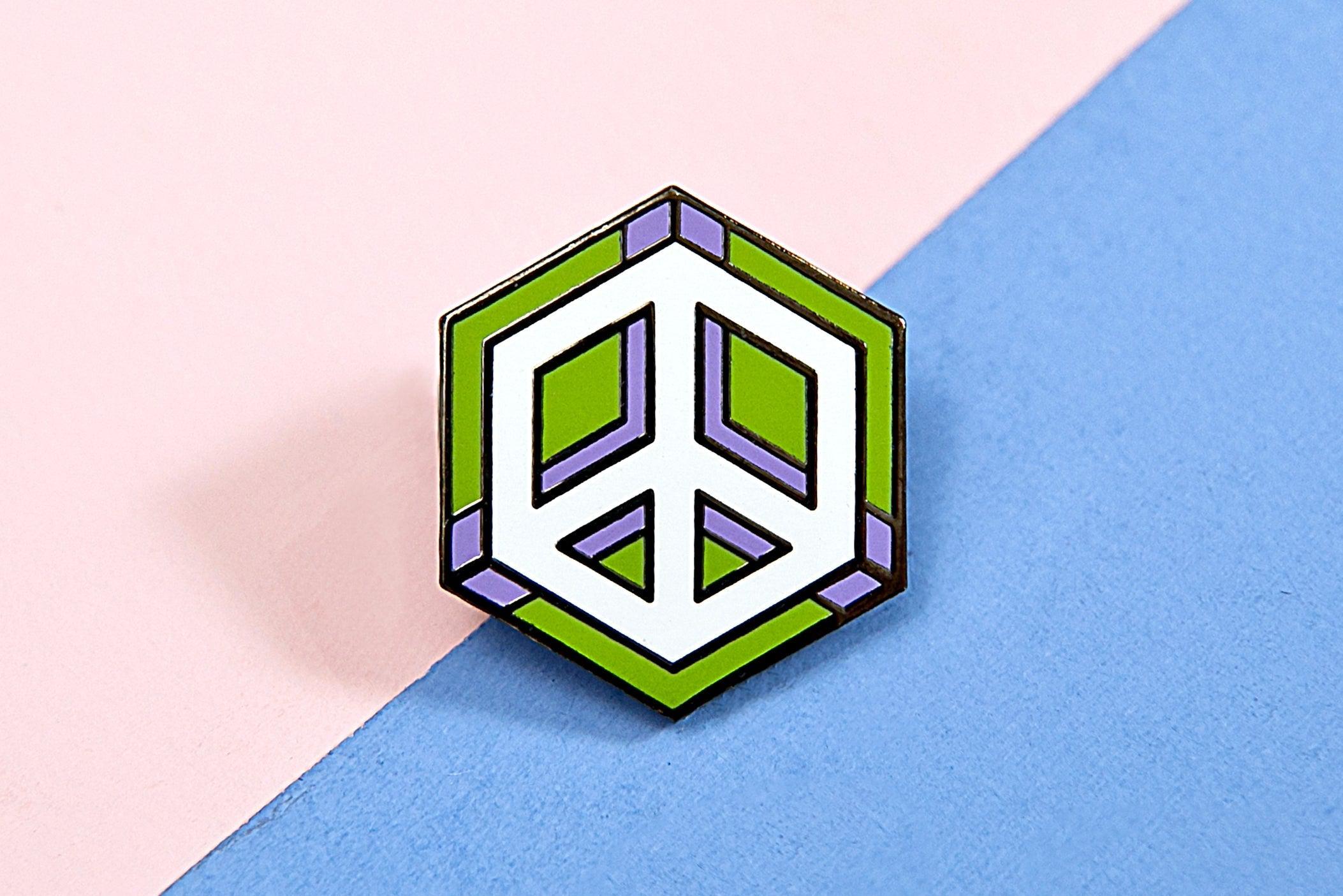 Genderqueer Flag - Peace Cube Pin | Proud Zebra