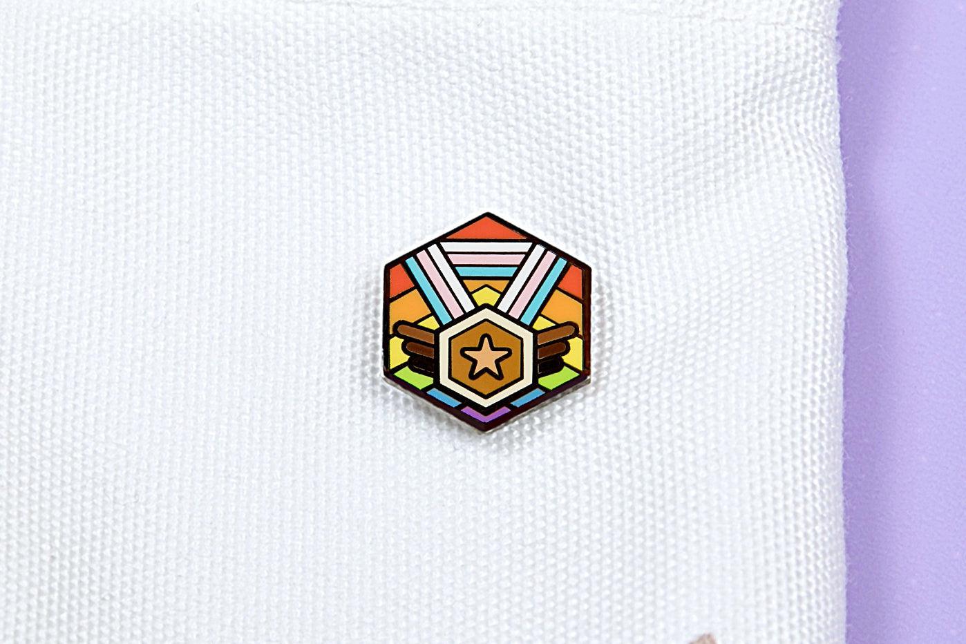 Inclusive Flag - Medal Cube Pin | Proud Zebra