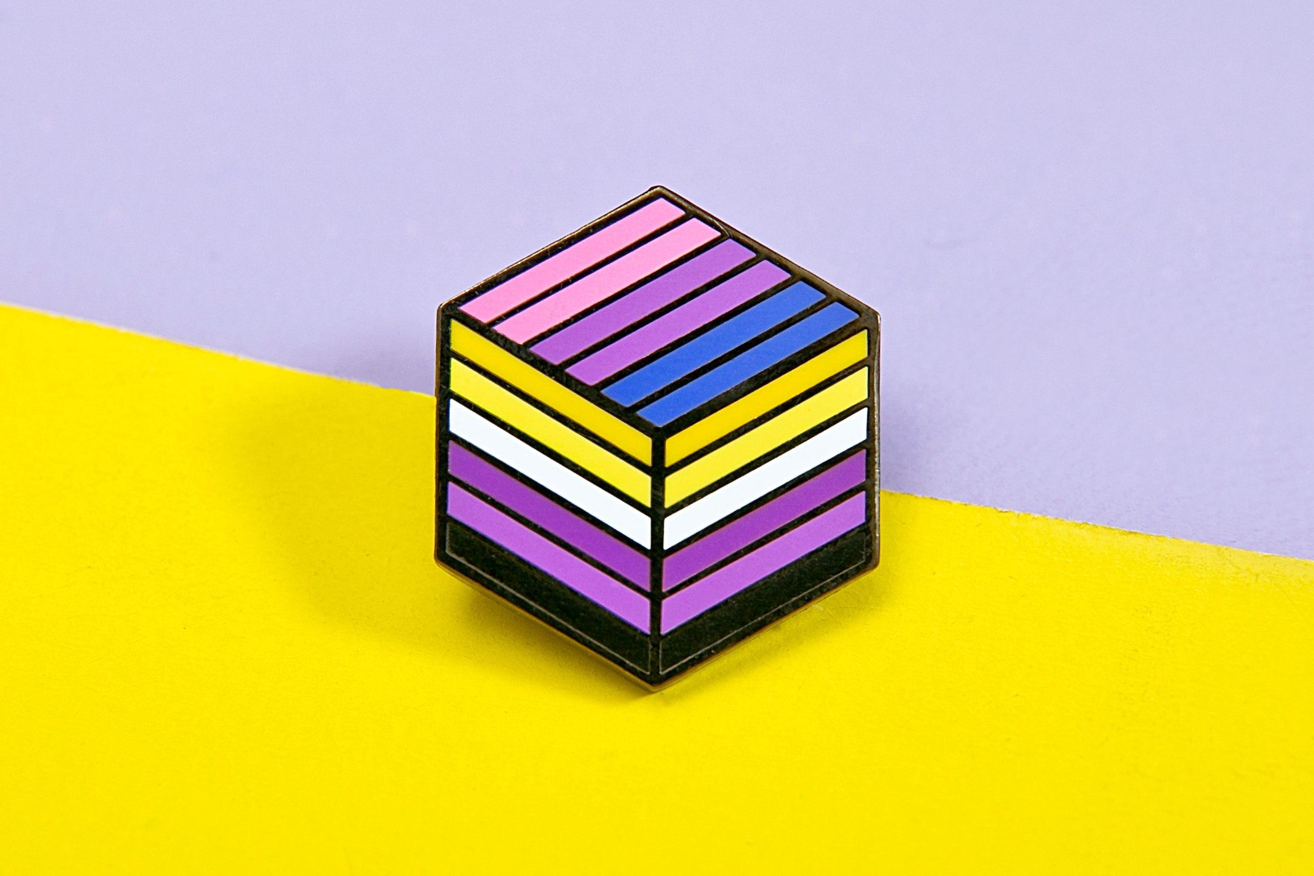 Non-Binary Bisexual Pride - Flag Cube Pin | Proud Zebra