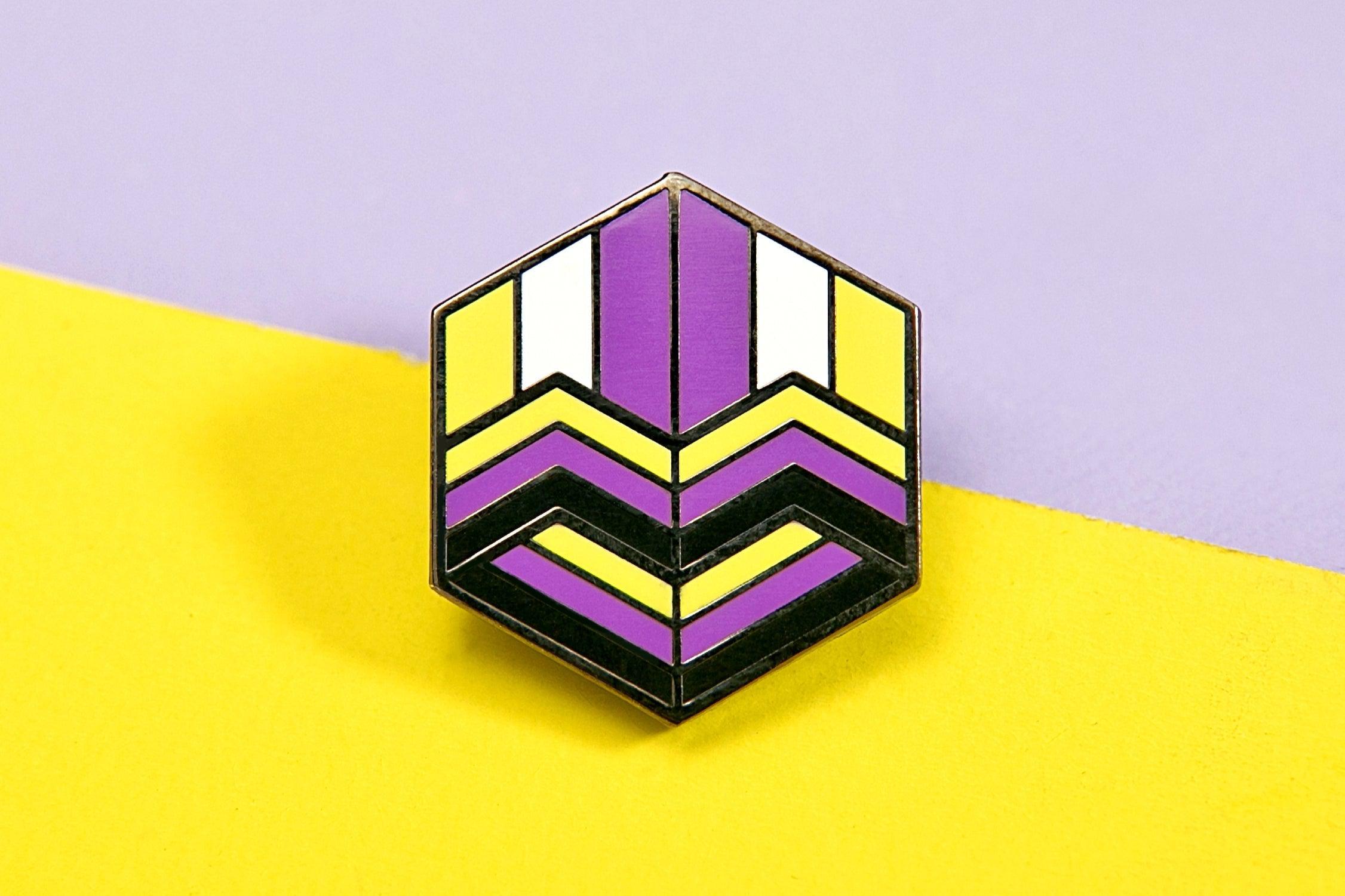 Non-Binary Love Cube Pin | Proud Zebra