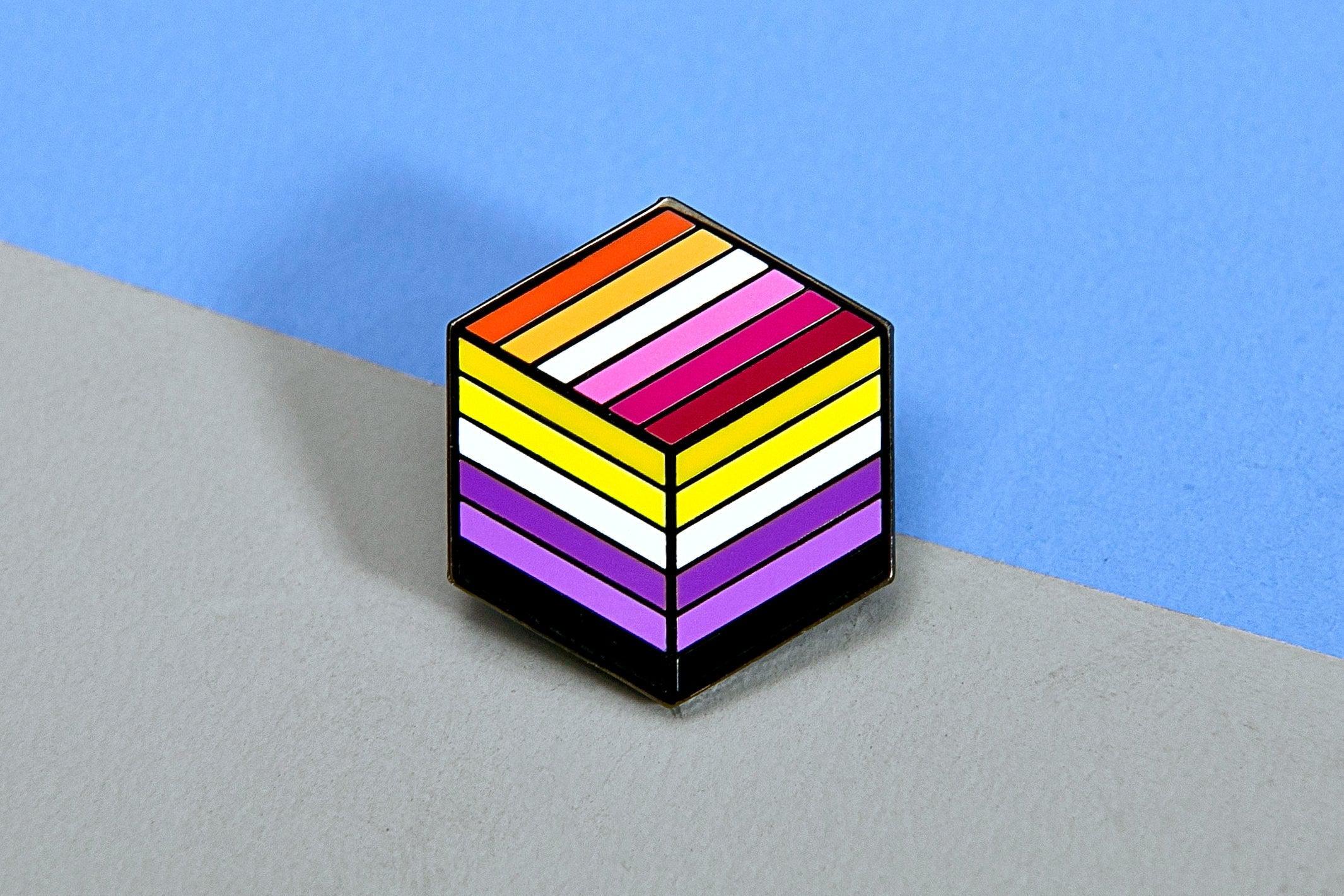 Non-Binary Lesbian Pride - Flag Cube Pin | Proud Zebra