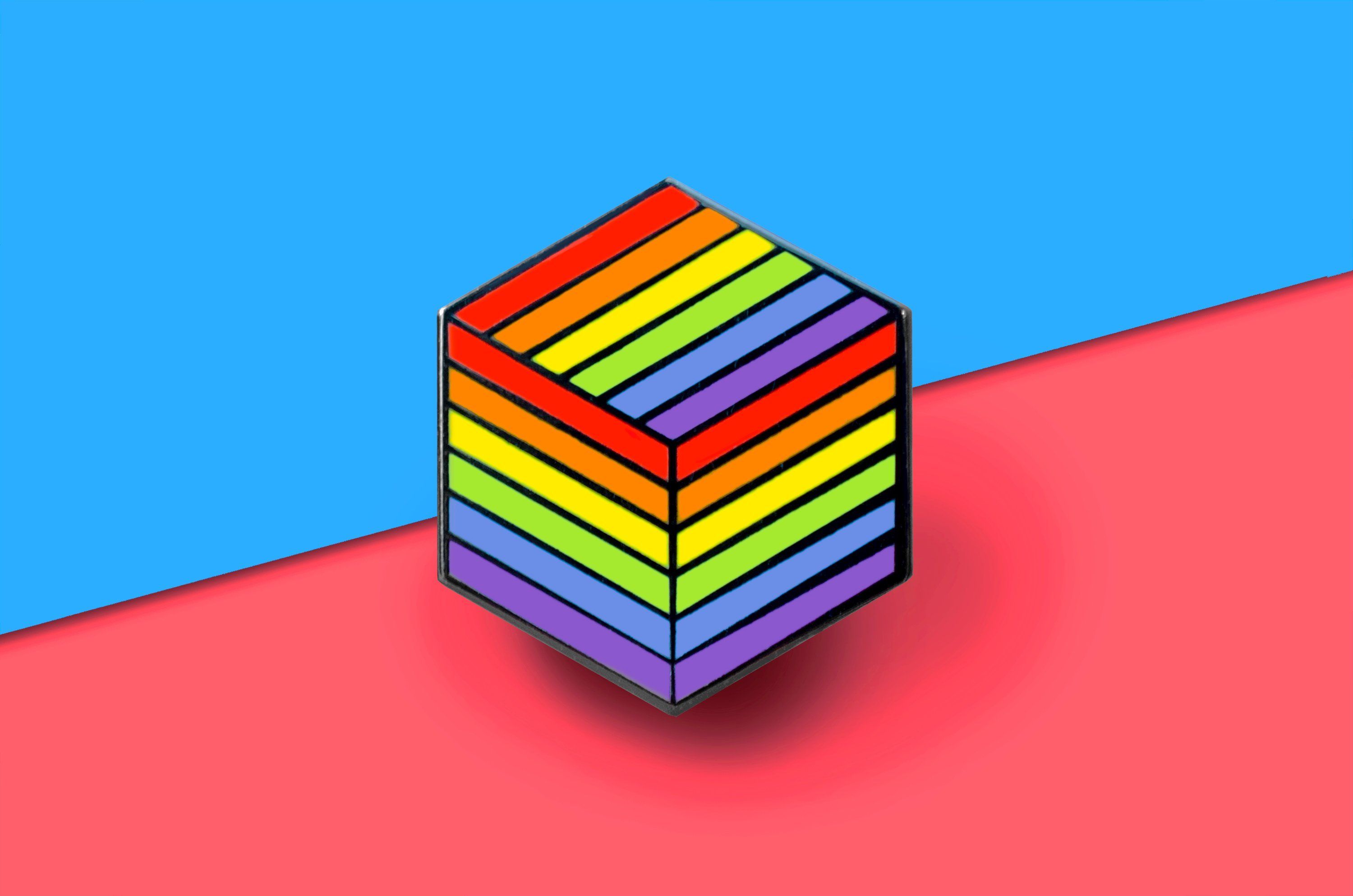 Rainbow Flag - Flag Cube Pin | Proud Zebra
