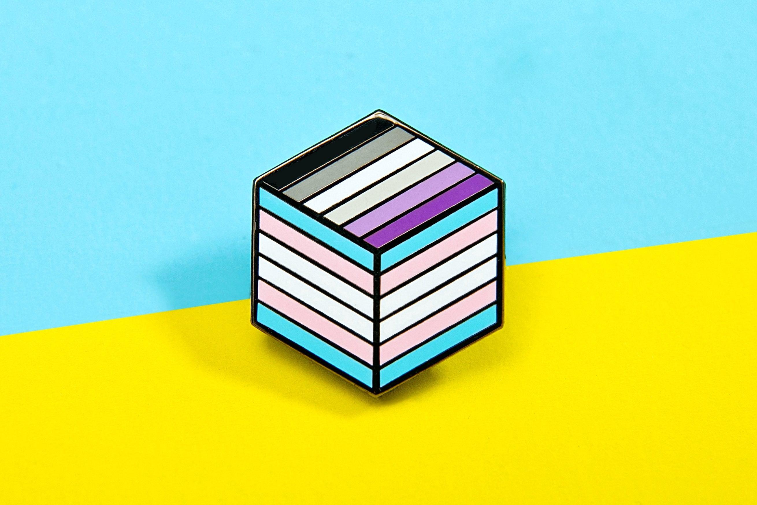 Trans Asexual Pride - Flag Cube Pin | Proud Zebra