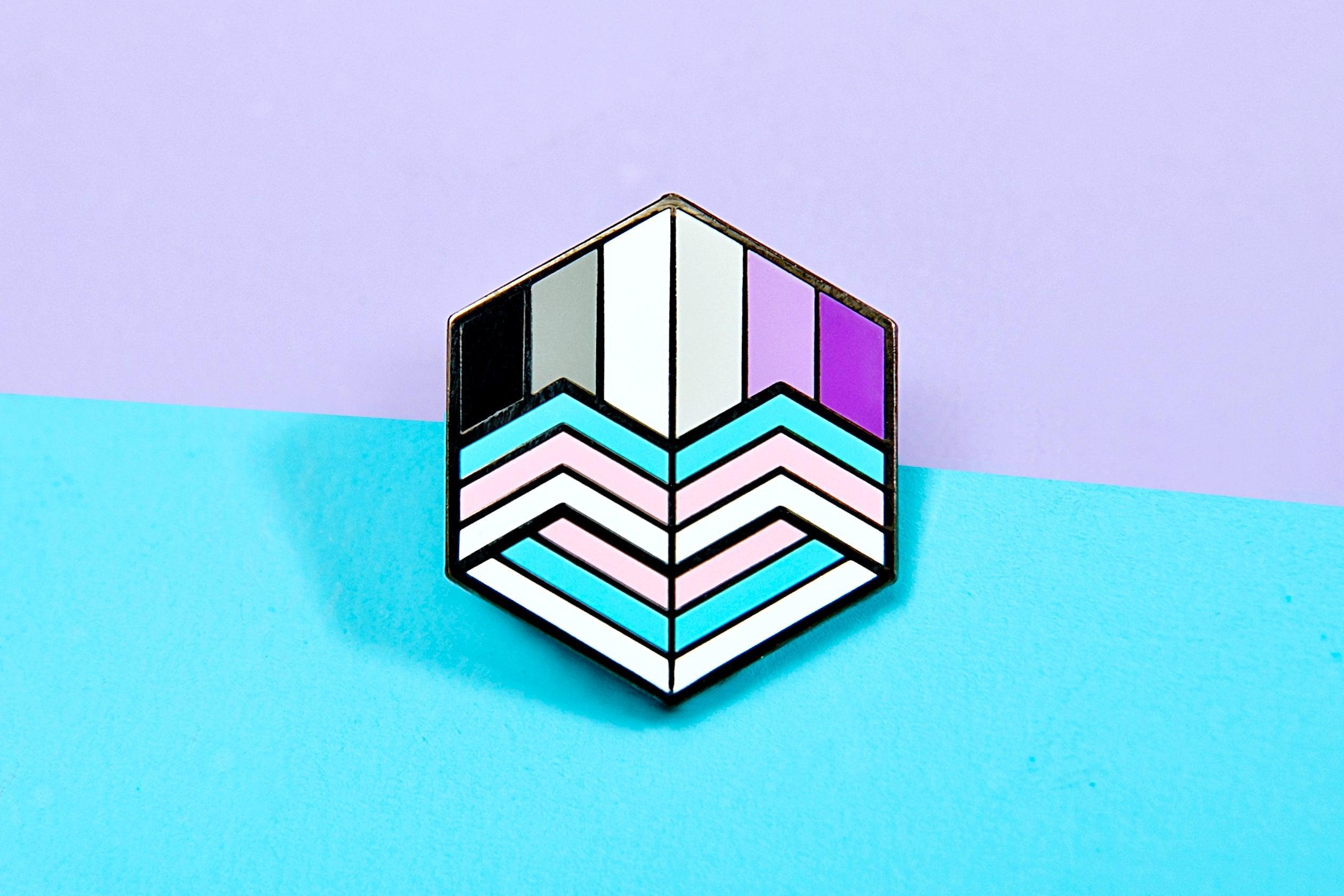 Trans Asexual Pride - Love Cube Pin | Proud Zebra